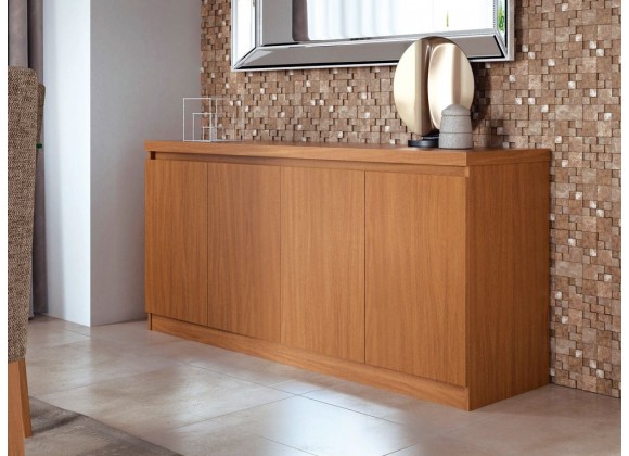 Manhattan Comfort Viennese 62.99 in. 6 Shelf Buffet Cabinet in Maple Cream Off White Home Furniture and Patio
